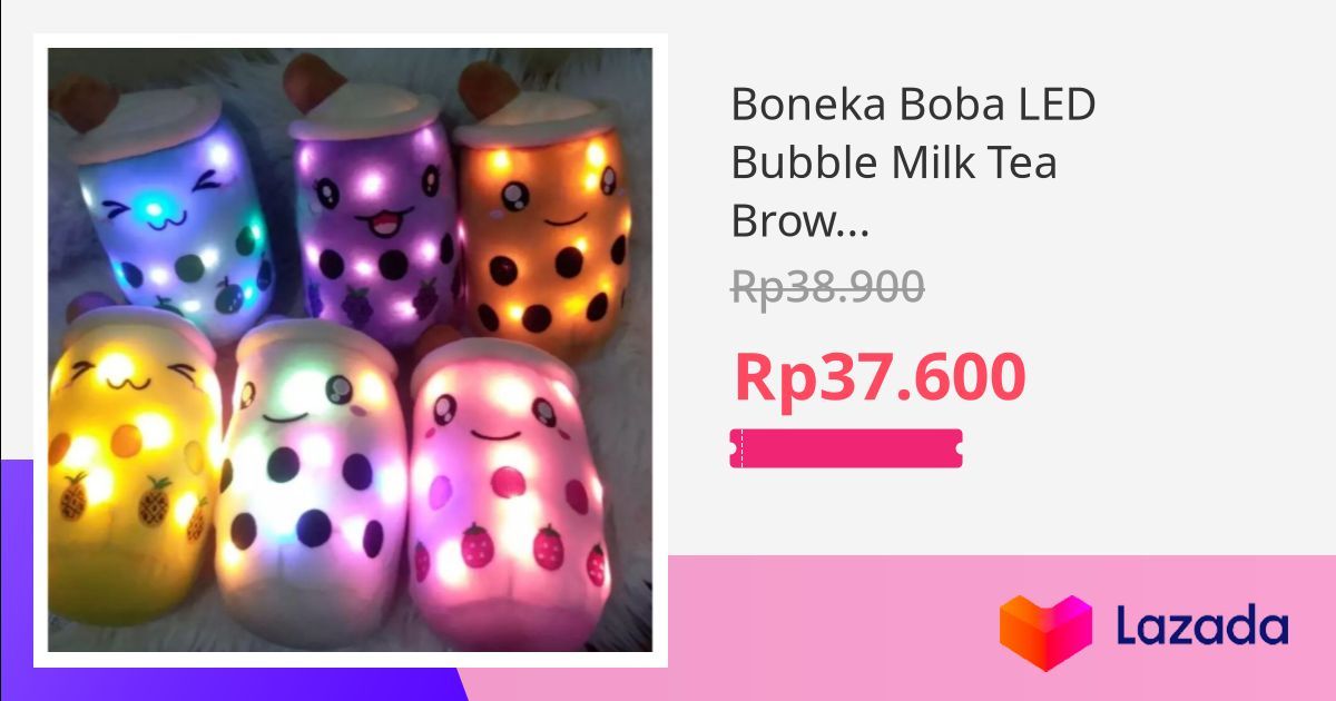 Boneka Boba LED Bubble Milk Tea Brown Sugar