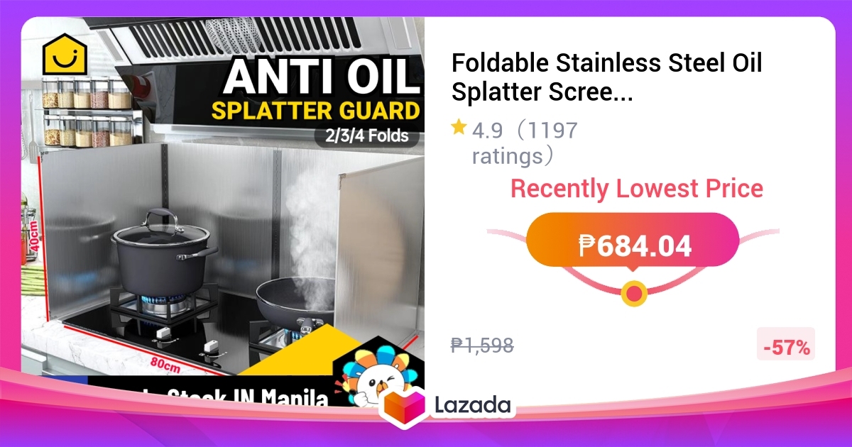 Foldable Stainless Steel Oil Splatter Screen Cover Big Oil Splash ...