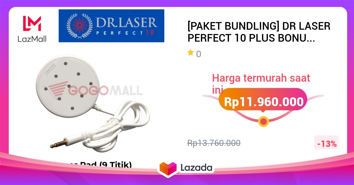 [PAKET BUNDLING] DR LASER PERFECT 10 PLUS BONUS LASER PAIN PAD 9 HOLE ...