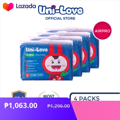 UniLove Airpro Baby Diaper 30's (Large) Pack of 4