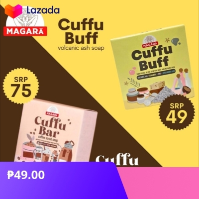 MAGARA SKIN CUFFU BAR COFFEE SCRUB SOAP & CUFFU BUFF VOLCANIC ASH SOAP
