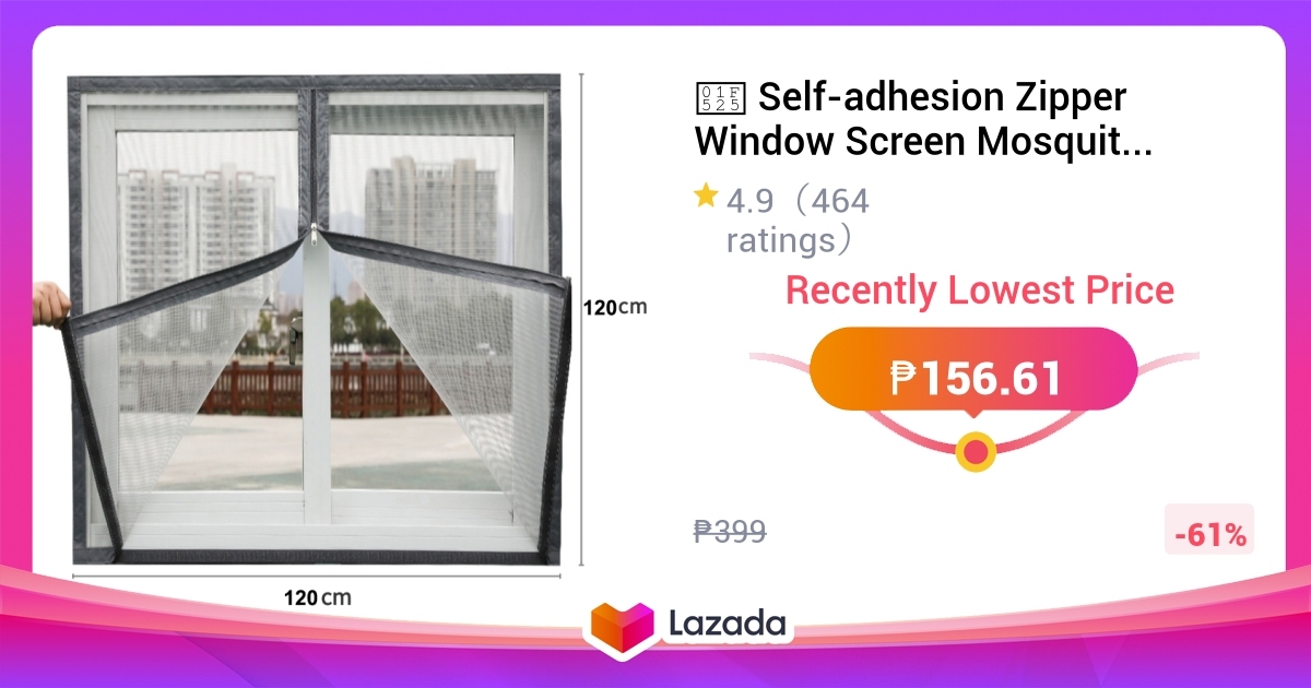 🔥 Self-adhesion Zipper Window Screen Mosquito Net Door Window Anti Fly ...
