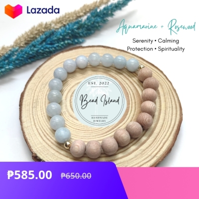 BEAD ISLAND | Aquamarine with Rosewood and 10k Gold Bracelet ...