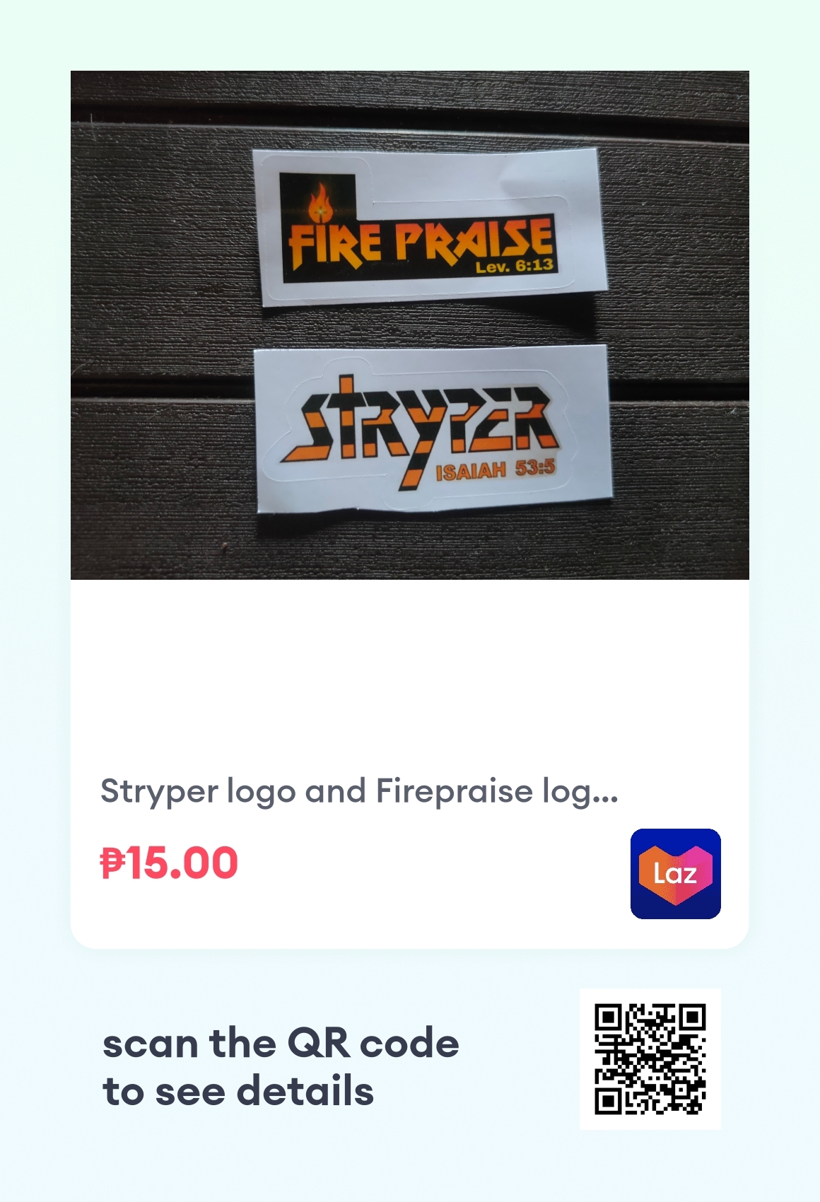 Stryper logo and Firepraise logo stickers (Not waterproof type)