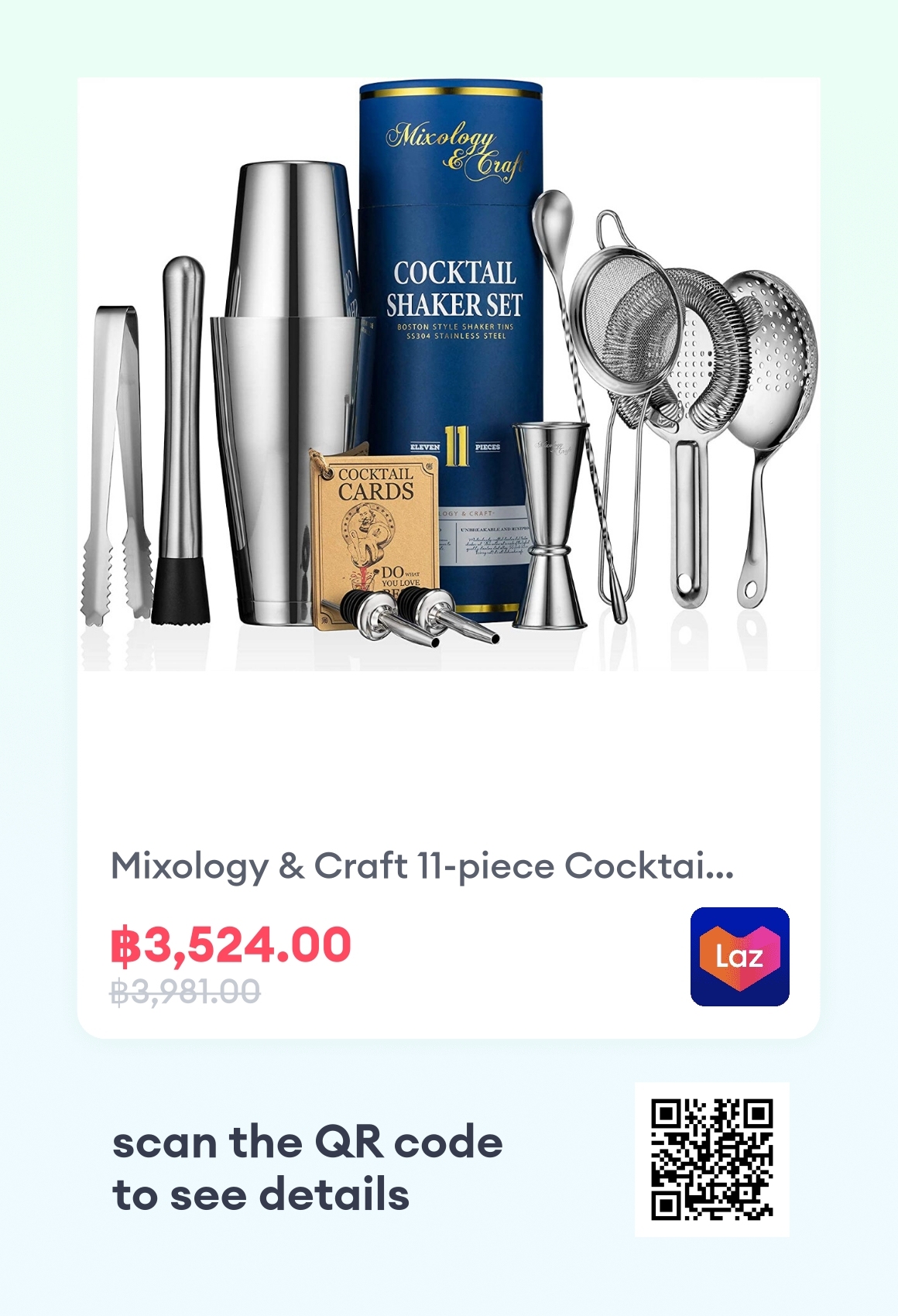 Mixology & Craft 11-piece Cocktail Shaker Set | Mixology Bartender Kit ...