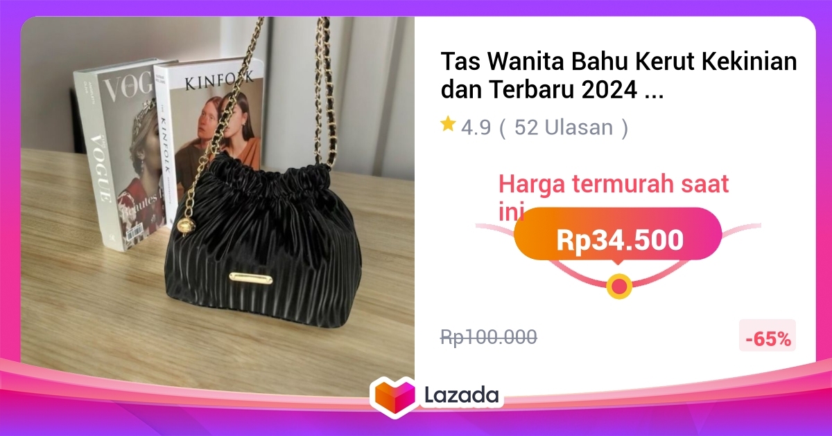 Tas Wanita Bahu Kerut Kekinian dan Terbaru 2024 / Tas Rantai Gundu Emas ...