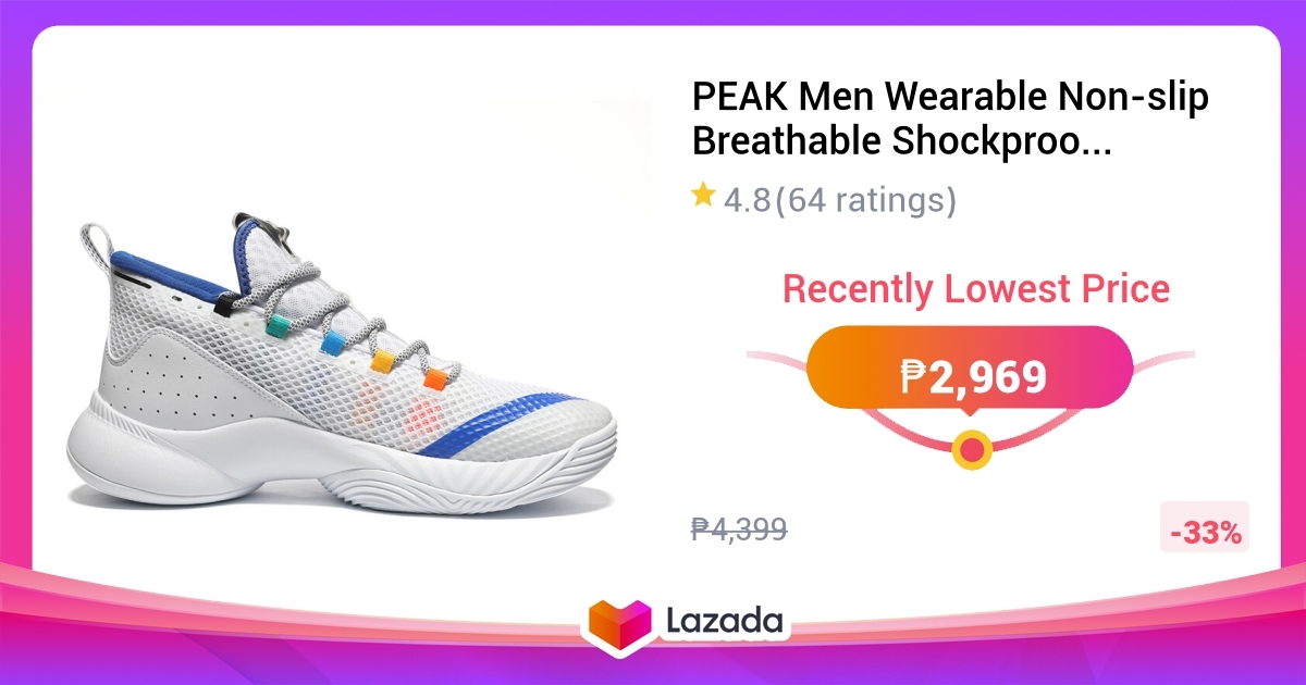 PEAK Men Wearable Non-slip Breathable Shockproof Basketball Shoes P ...