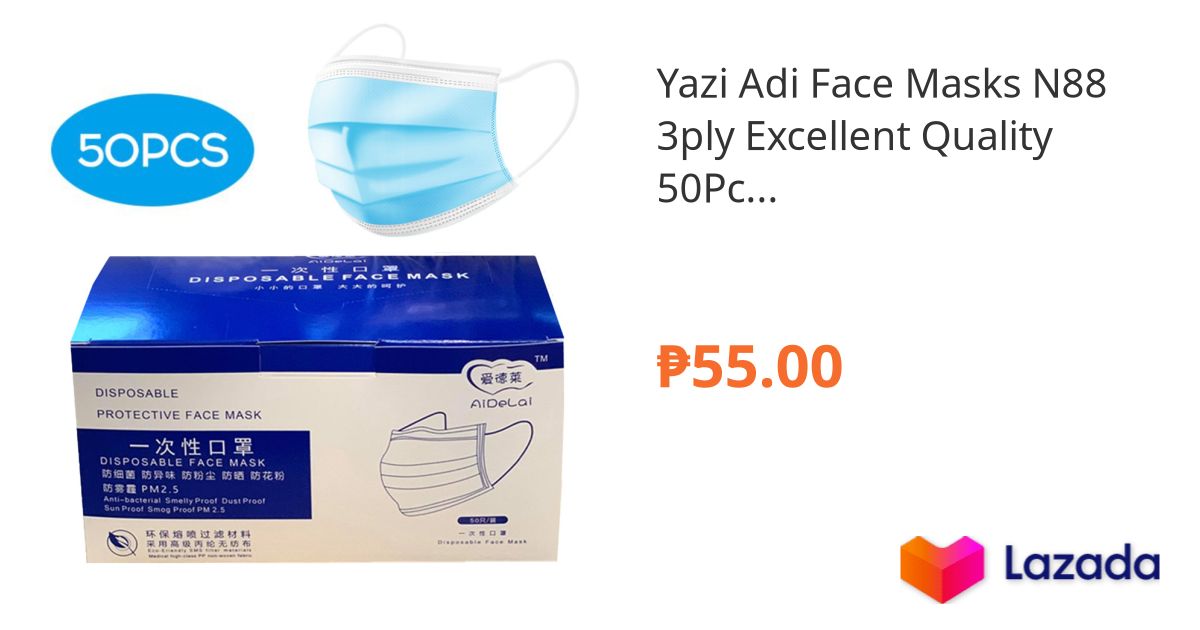 Yazi Adi Face Masks N88 3ply Excellent Quality 50Pcs mask