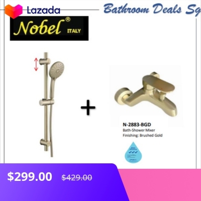 NOBEL Brushed Gold Hand Shower Set With Bath Mixer Tap