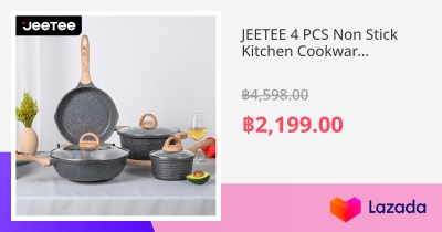 JEETEE 4 PCS Non Stick Kitchen Cookware Set（28CM deep frying pan+24CM ...