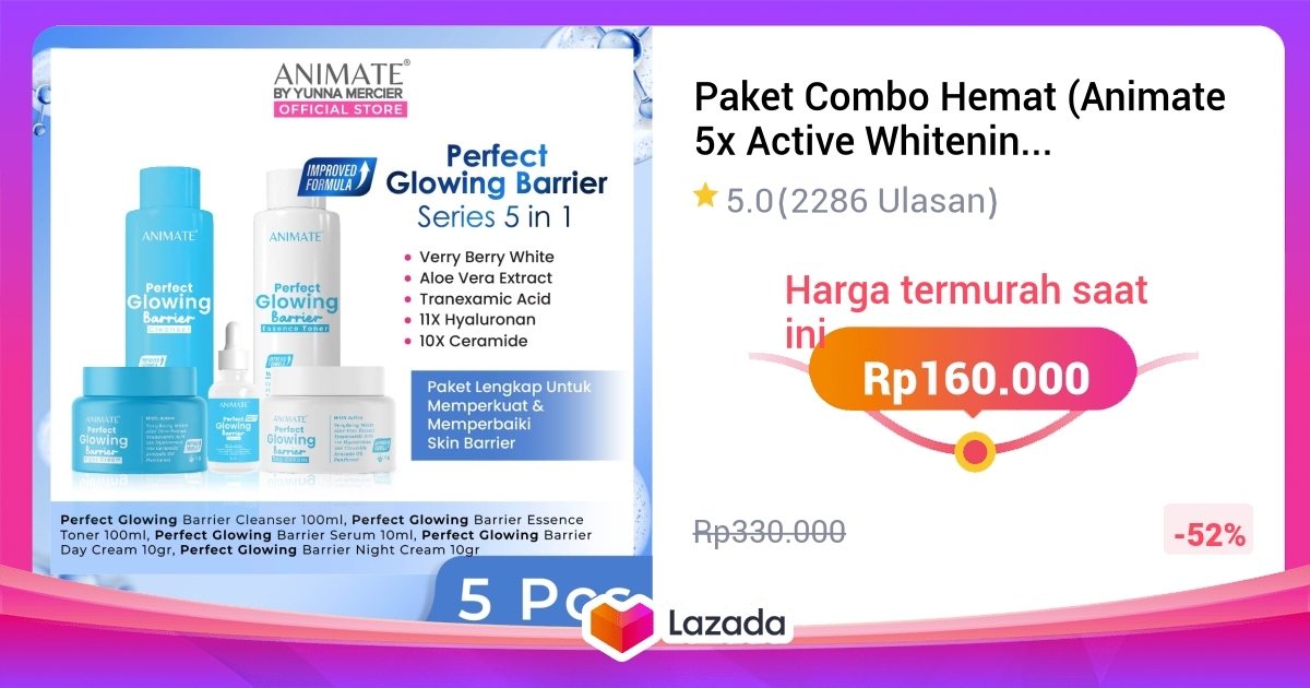 Paket Combo Hemat (Animate 5x Active Whitening Series 5in1 + Animate ...