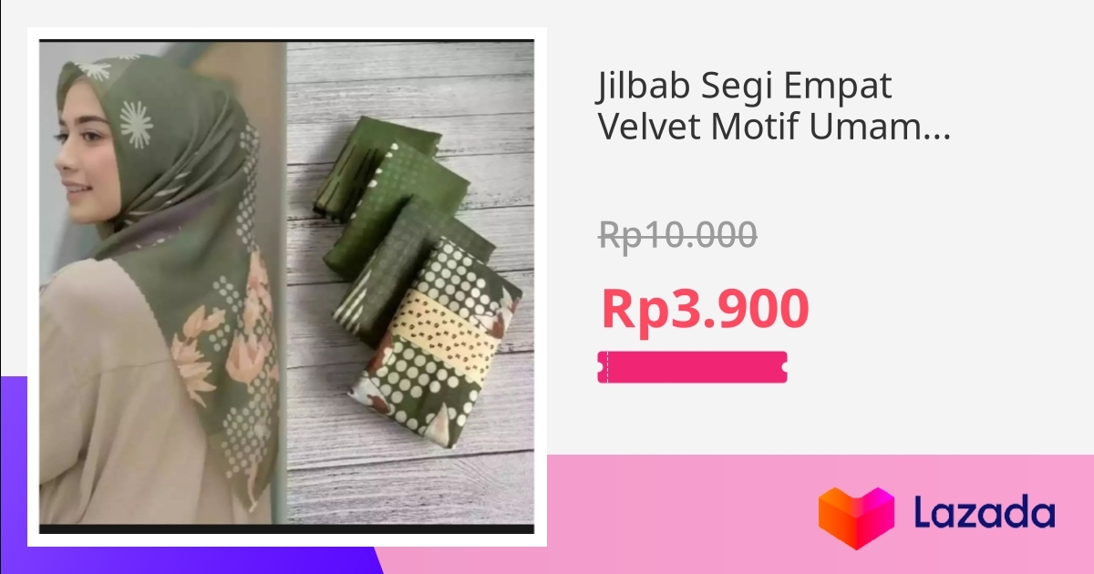 Jilbab Segi Empat Velvet Motif Umama Scarf - Kerudung Wanita MOTIF 2022
