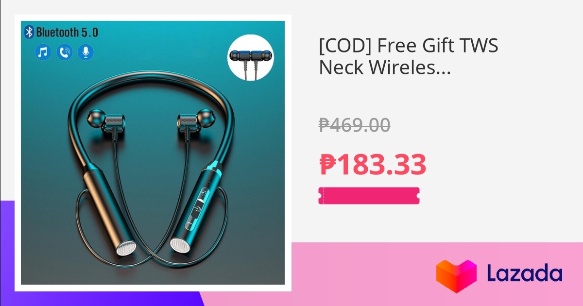 [COD] Free Gift TWS Neck Wireless Bluetooth 5.0 Earphones Magnetic ...