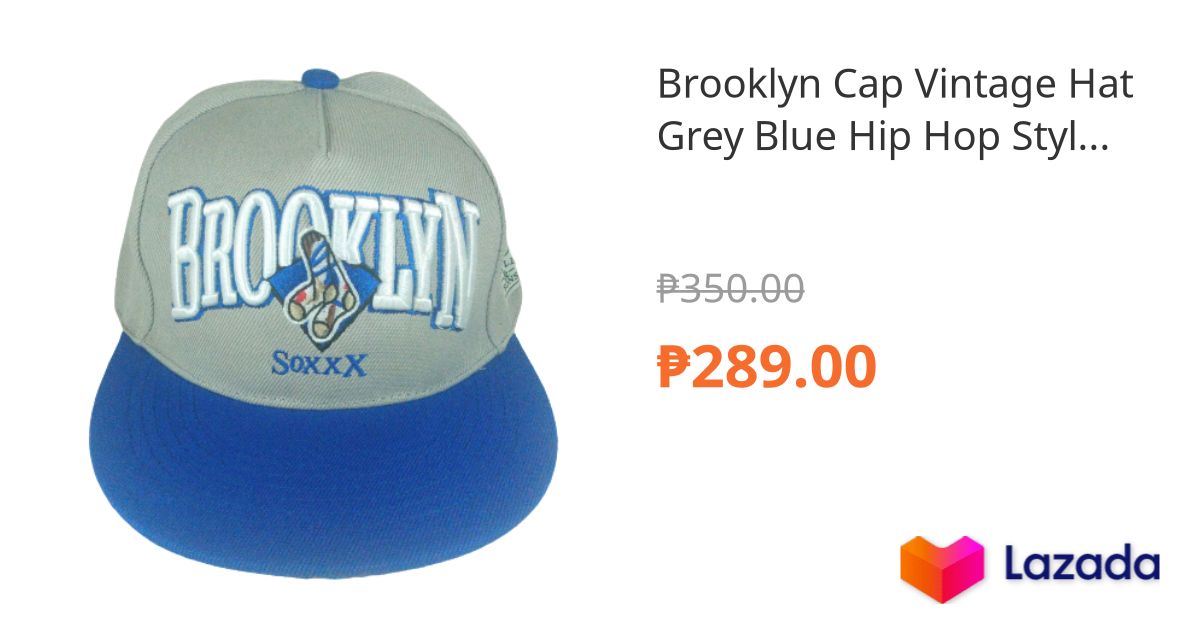 Brooklyn Cap Vintage Hat Grey Blue Hip Hop Style Snapback