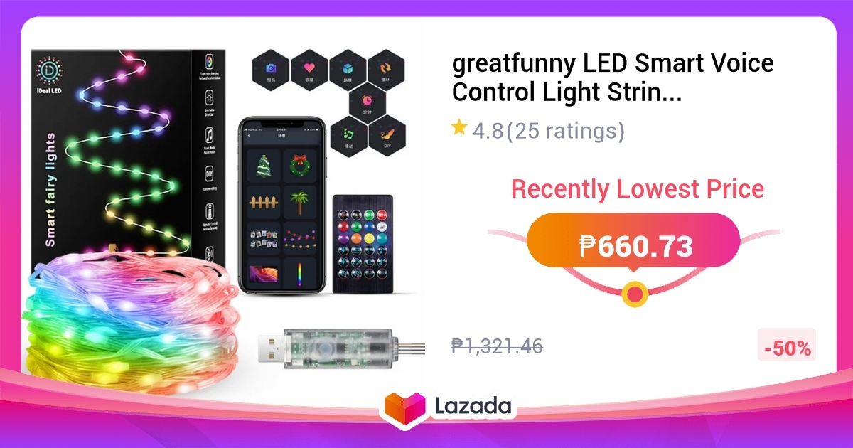 greatfunny LED Smart Voice Control Light String Smart Voice Control ...