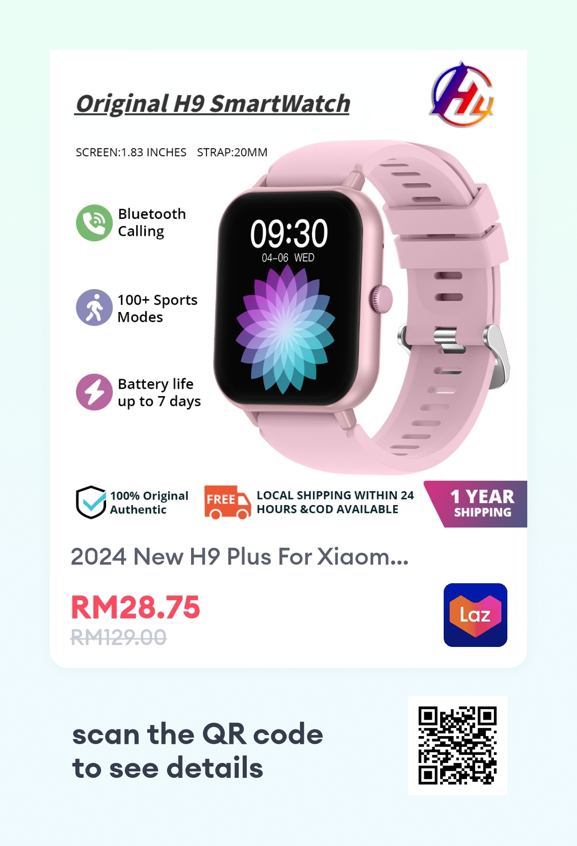 2024 New H9 Plus For Xiaomi Bluetooth call samrt watch Women Watch Man ...