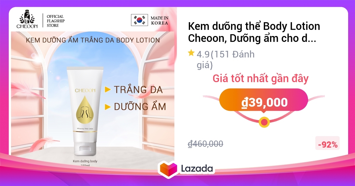 Kem dưỡng thể Body Lotion Cheoon, Dưỡng ẩm cho da mềm mượt, căng mướt ...