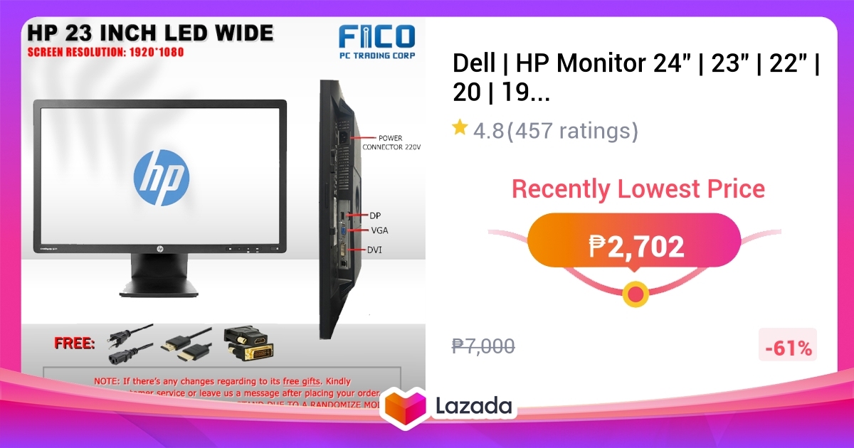 Dell | HP Monitor 24" | 23" | 22" | 20 | 19" 1920*1080P Gaming Monitor ...