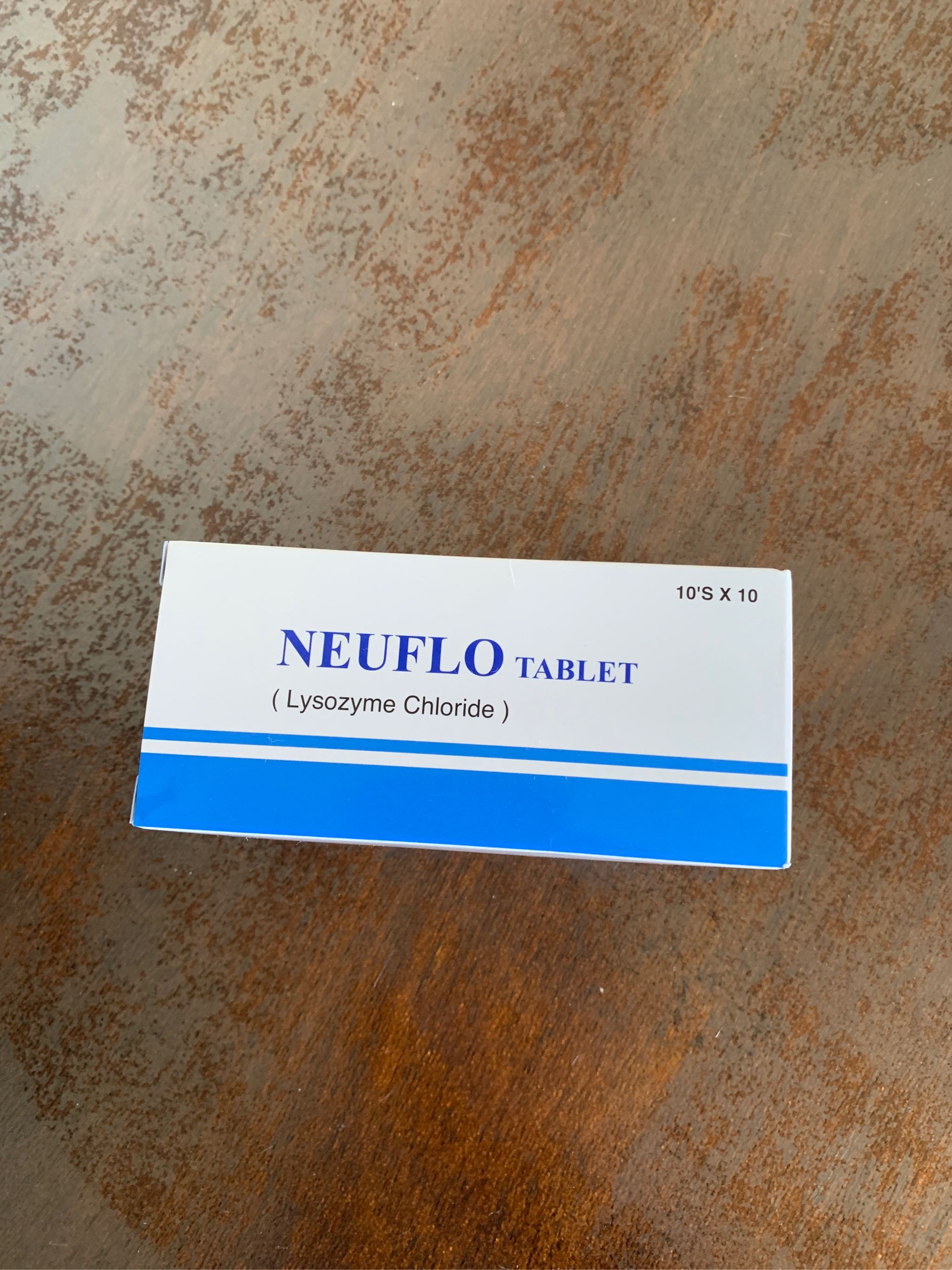 Neuflo Tablets (Lysozyme Chloride) 10 X 10s (Expiry 2025), 58% OFF
