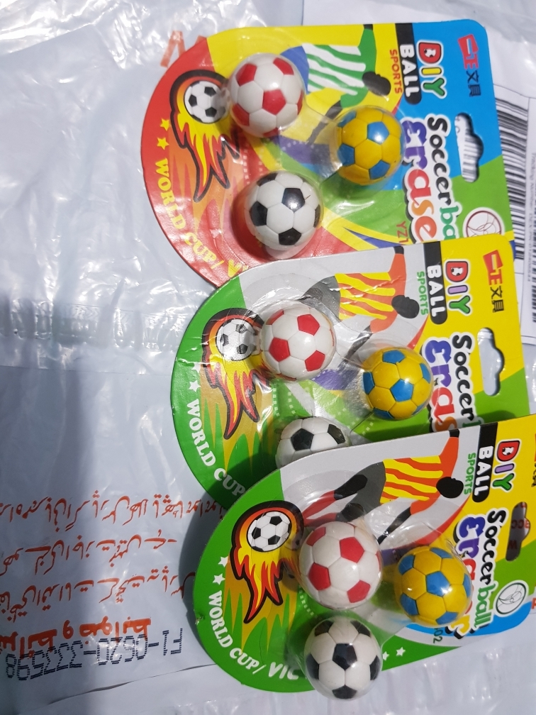 Novelty Pencil Erasers 24Pcs Mini Football Erasers - Assorted Color ...
