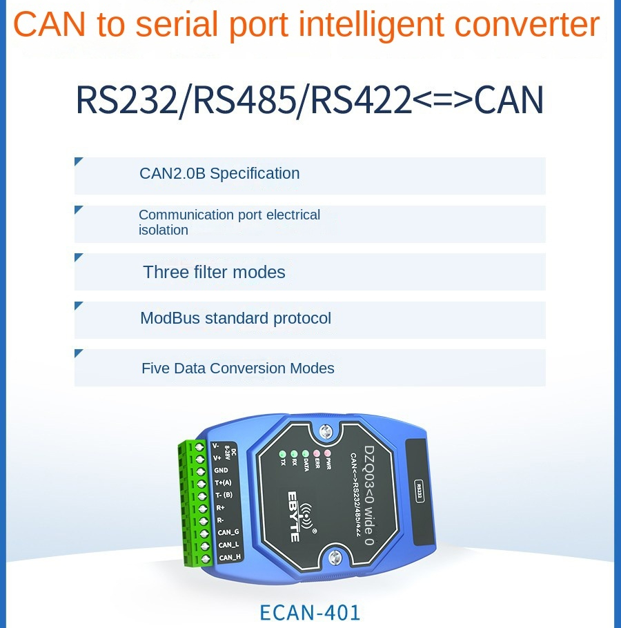 ECAN-401S Bộ Chuyển Đổi RS485 Sang CAN Bus | ECAN-401 | Công Nghiệp Cấp Cao