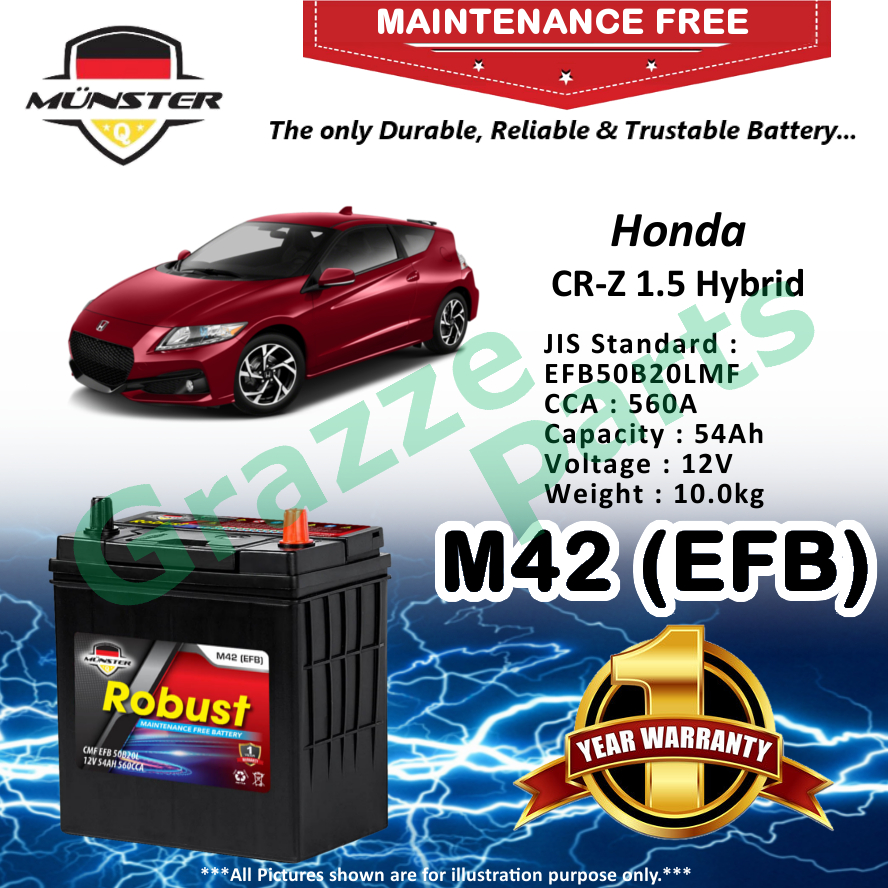 Mnster Robust MF CMF EFB M42 | B20L | 50B20L (54AH) Car Battery Bateri ...