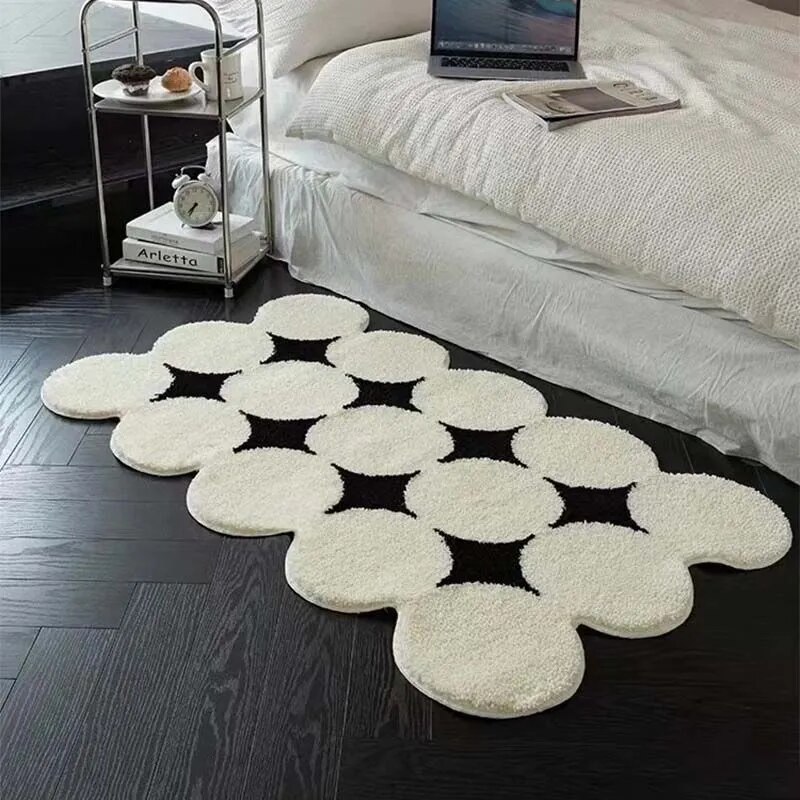 Nordic Black White Plush Thicken Flocking Carpet For Living Room Soft ...