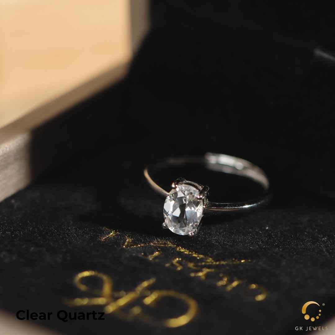 Natural Crystal Clear Quartz Ring - Clear Quartz Gemstones - GK Jewels ...