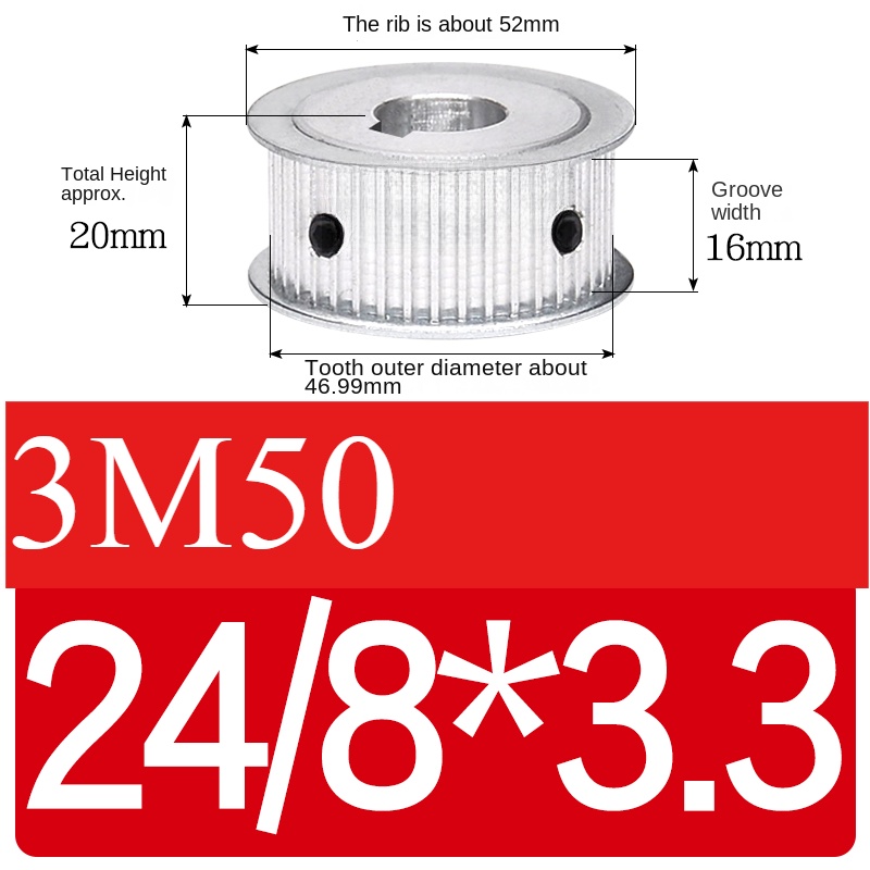 Bánh Răng Đồng Bộ 3M 50 Răng AF Guangfa - Hai Mặt Phẳng, Rãnh 16mm, Lỗ ...