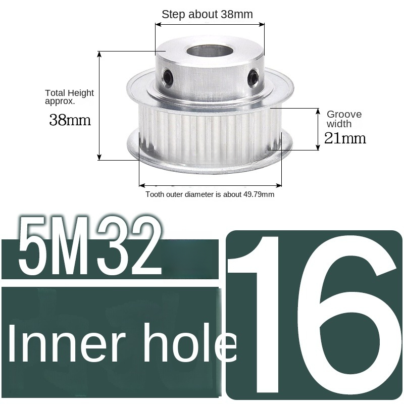 Bánh Răng Đồng Bộ 5M 32 Răng BF Guangfa - Đột Bậc, Lỗ 5-25mm, Rãnh 16 ...