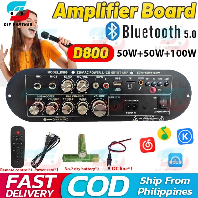 2024 New Original AC 220V 12v 24v Bluetooth Audio Amplifier Karaoke ...