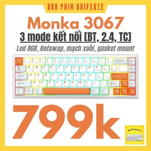 Bàn Phím cơ Monka 3067 V2 - MONKA 3067 V2 bàn phím không Dây Mạch Xuôi ...