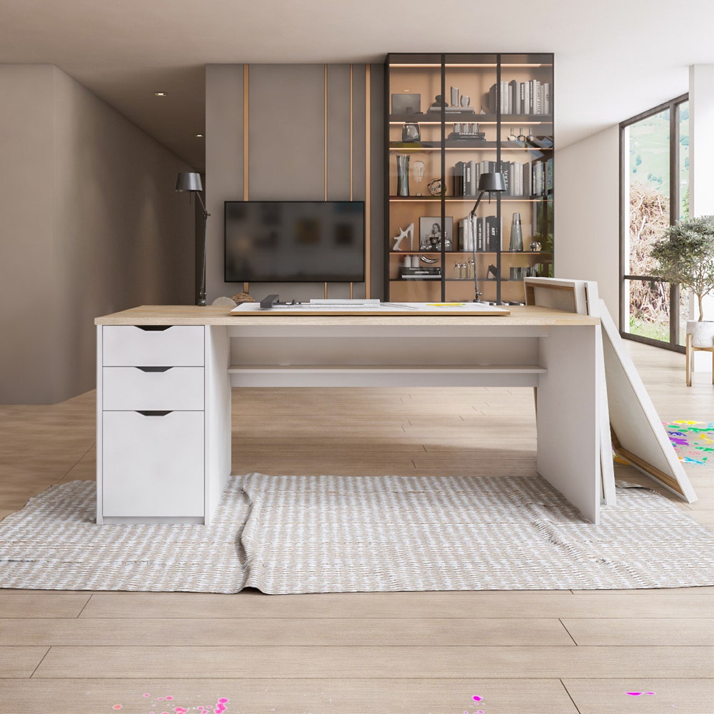 SB Design Square KONCEPT FURNITURE โต๊ะทำงาน KC-PLAY รุ่น GAMO สีขาว ...