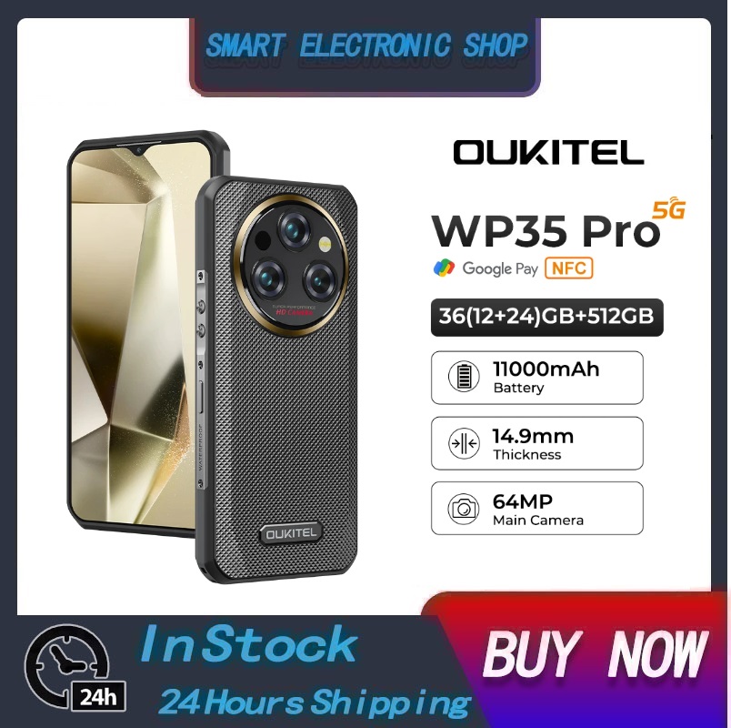 Oukitel WP35 PRO Rugged Smartphone 5G 11000mAh 36GB+512GB, 6.6" 2.4K Display Andiron 14, 64 MP ...