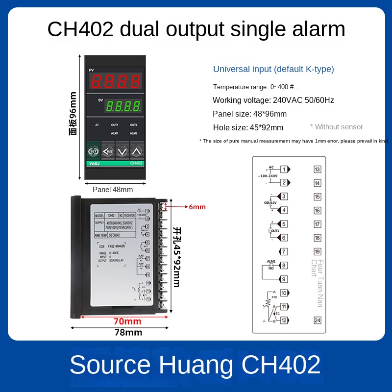 Bộ Điều Nhiệt CH402 vỏ ngắn | CH102/402/702/902 Nguồn Hoàng, PID 1300°C ...