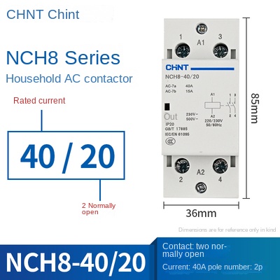 Contactor AC NCH8-40/20 40A (2 Thường Mở) | NCH8 20/25/40/63 CHINT 220V Xoay Chiều – Điều Khiển ...