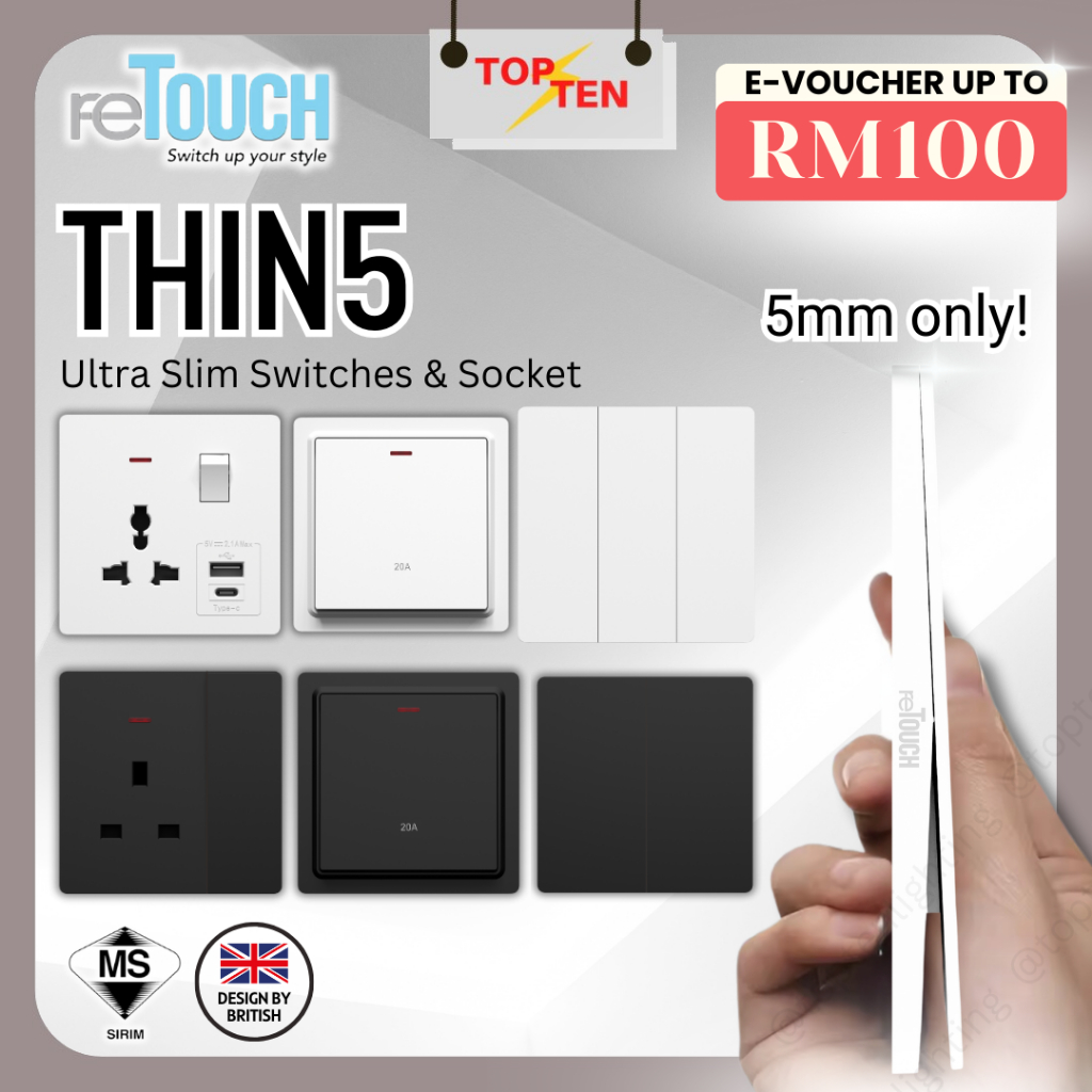 Retouch THIN5 Switches Ultra Thin Soft Touch UV Skin Technology Thin 5 ...