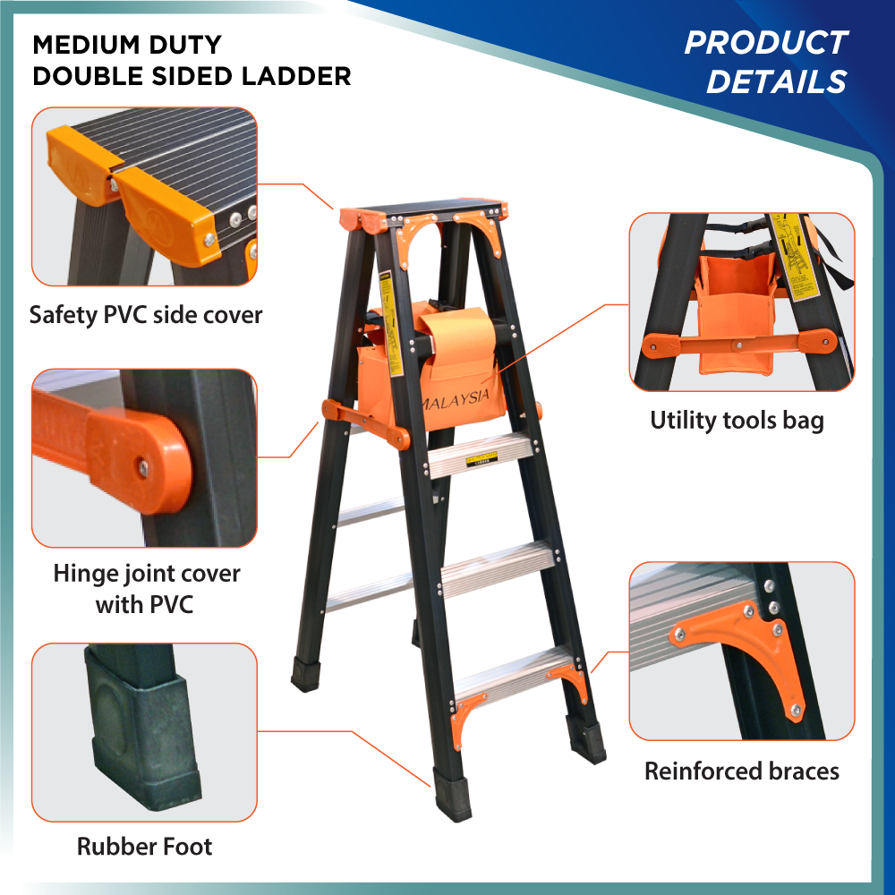 TTF Rack™ Aluminum Medium Duty Double Sided Ladder /4-14 Steps ...