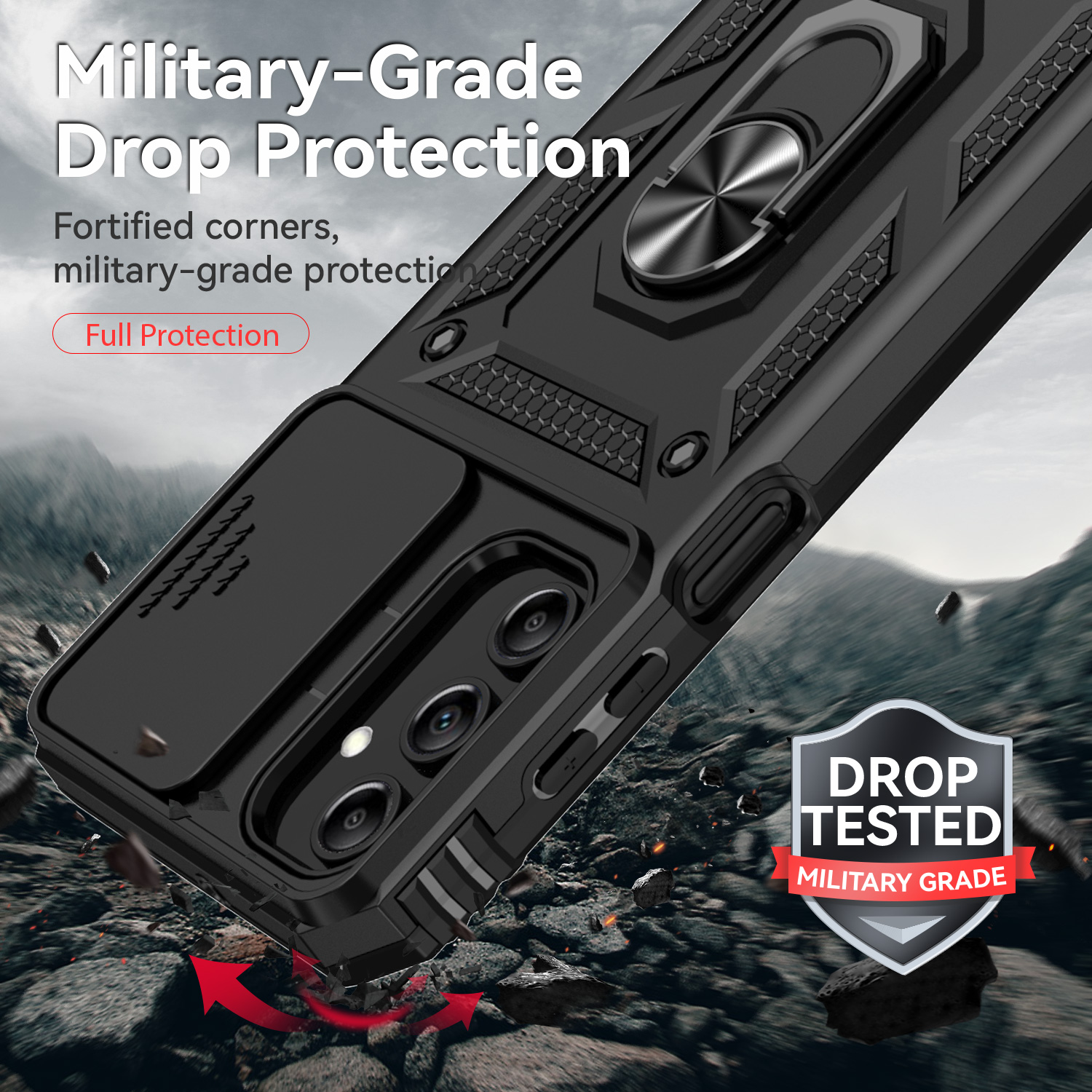 سعر Galaxy A15 Case, Heavy Duty Case With Ring Kickstand And Sliding Camera Cover For Samsung ...