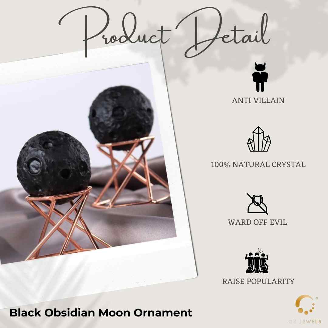 Black Obsidian Moon Ornament - Black Obsidian Gemstones - GK Jewels Official Store