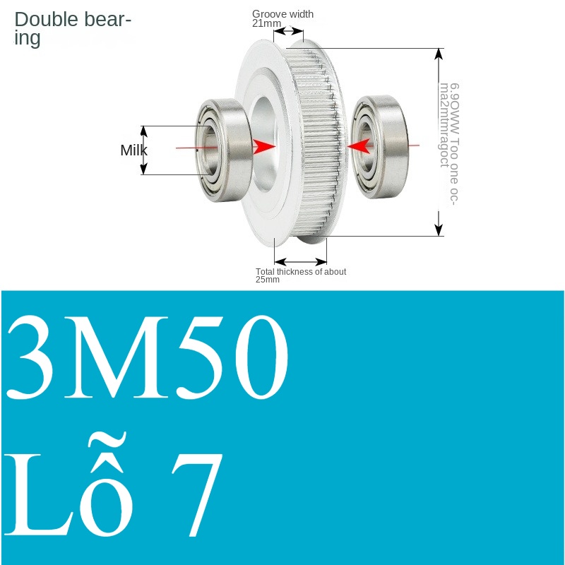 Bánh Răng Đồng Bộ 3M 50 Răng Guangfa - Răng Căng, Rãnh 11/16/21mm, Có Ổ ...