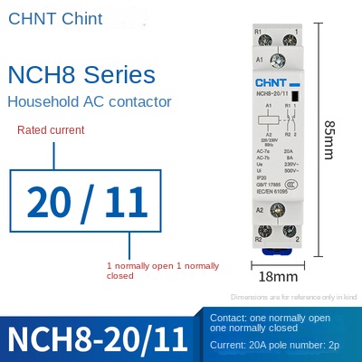 Contactor AC NCH8-20/11 20A (1 Mở Và 1 Đóng) | NCH8 20/25/40/63 CHINT ...