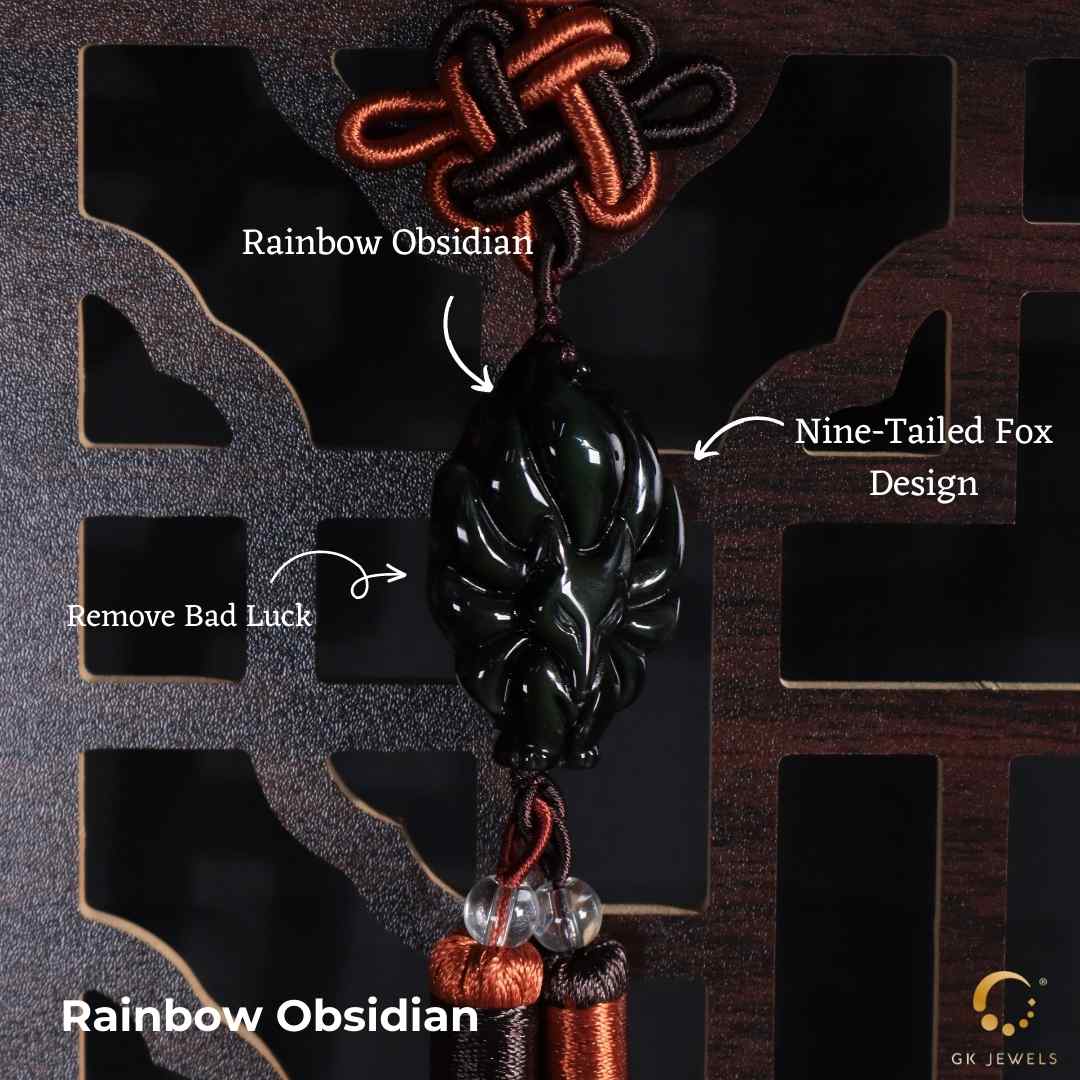 Rainbow Obsidian Nine Tailed Fox Fairy Ornament - Malaysia - GK Jewels ...
