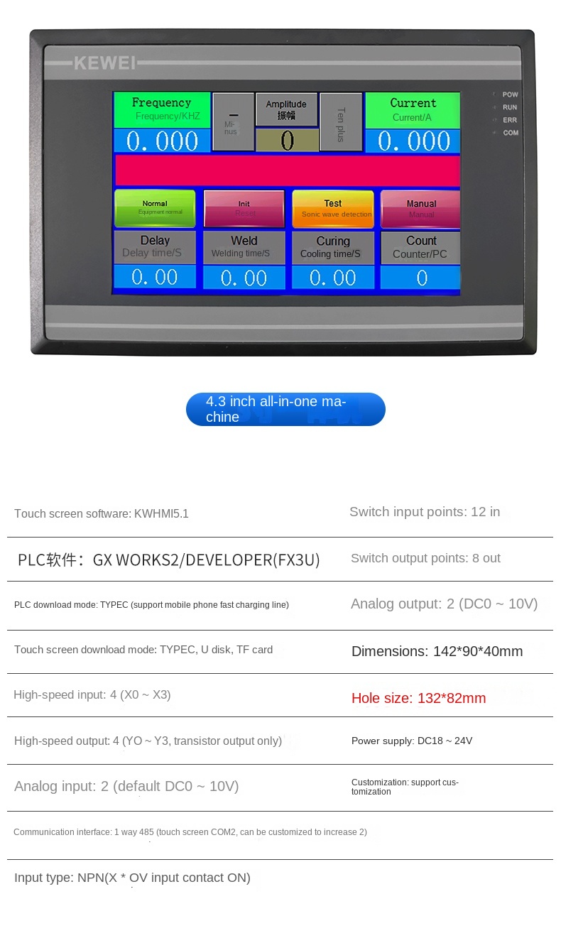 Màn Hình HMI 4inch Tích Hợp PLC FX3U 20MR/4MT 12 INPUT 8 OUTPUT RELAY 4 ...