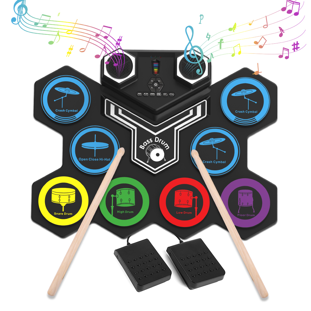 RIXTON DD002 Portable Electronic Drum Set With Bluetooth Built-In ...