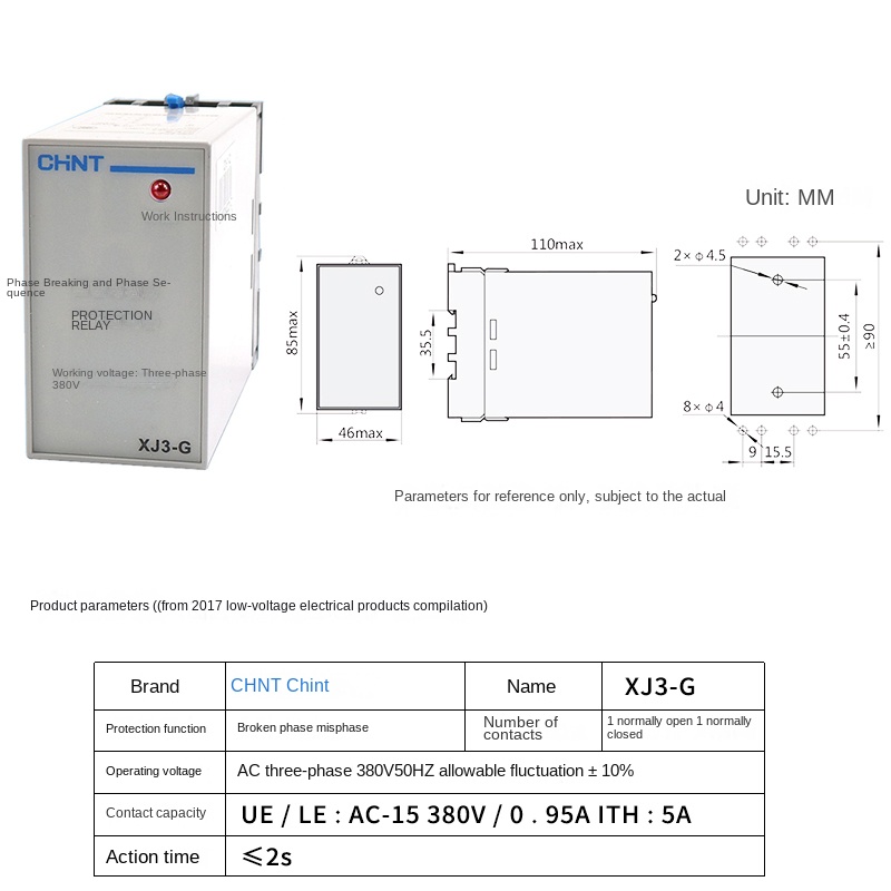 Rơ-le XJ3-G Bảo Vệ Đứt Pha và Sai Pha XJ3-G/XJ3-D CHINT AC380V cho Động ...