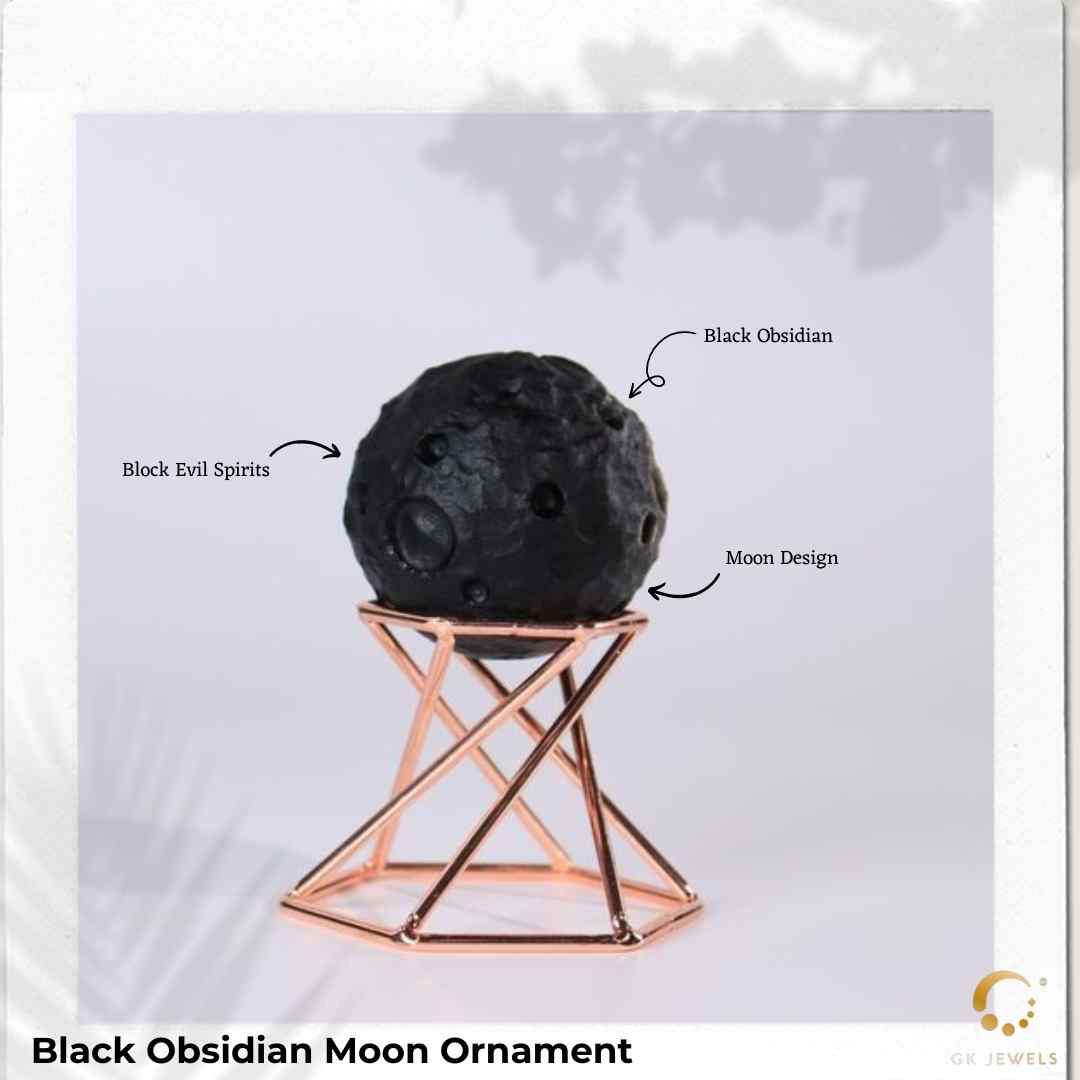 Black Obsidian Moon Ornament - Black Obsidian Gemstones - GK Jewels Official Store
