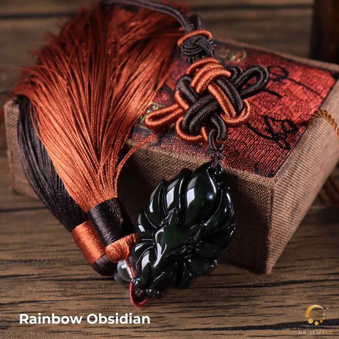 Rainbow Obsidian Nine Tailed Fox Fairy Ornament - Malaysia - GK Jewels ...