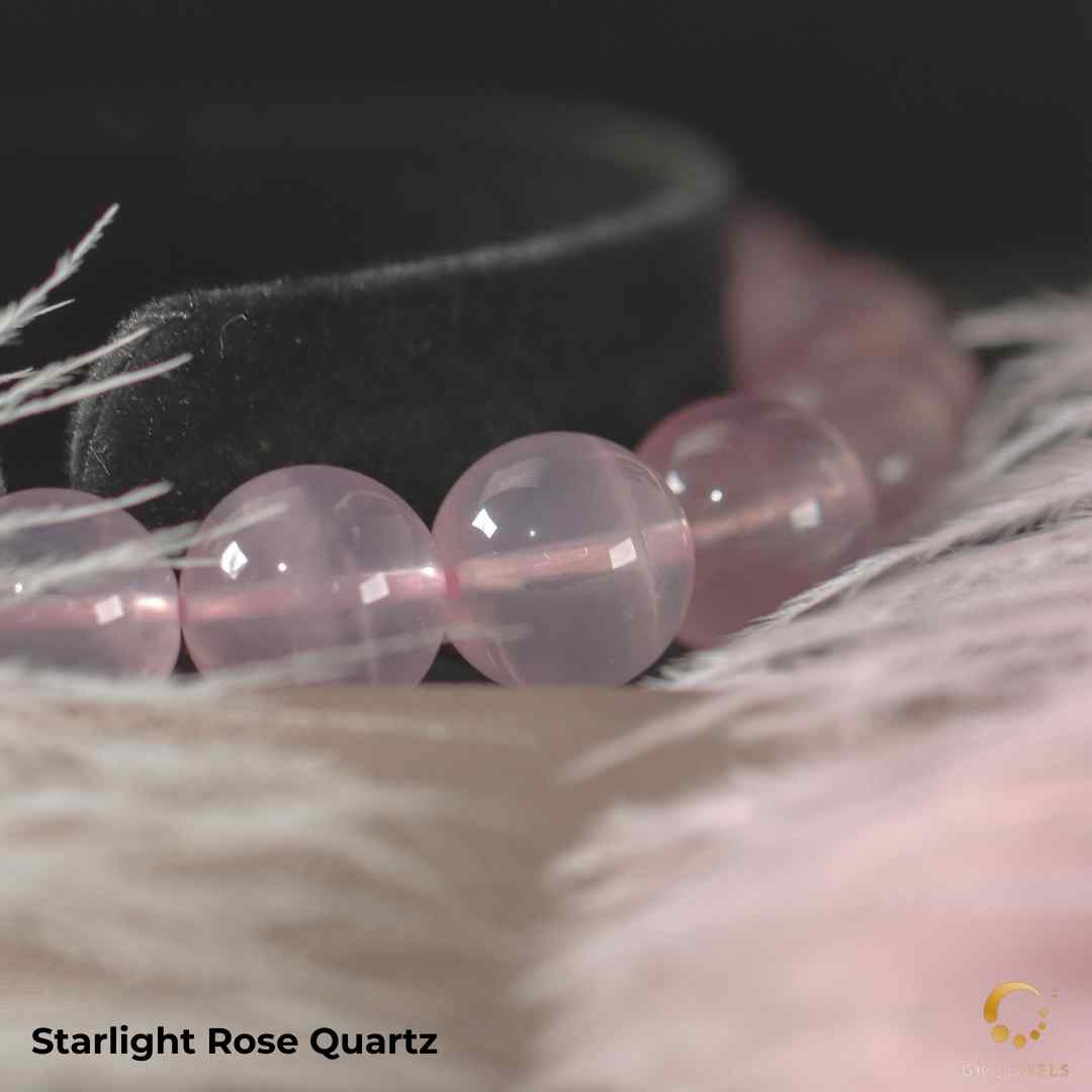 Starlight Rose Quartz Bracelet - Starlight Rose Quartz Gemstones - GK ...