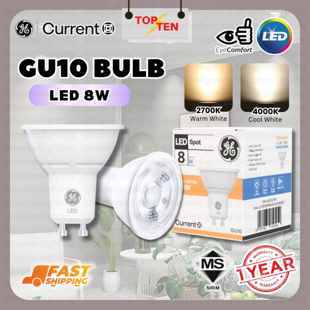 GE GU10 8W Led Bulb 38 Degree Direct Current Light High Quality ...